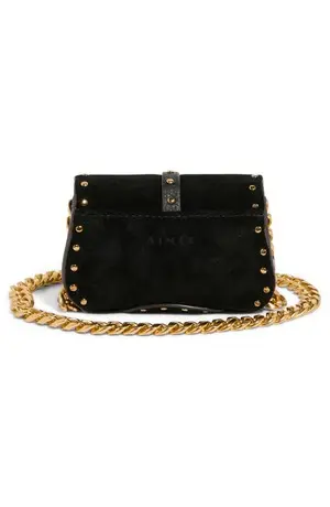 AIMEE Micro Armour Suede Crossbody Bag - Black Suede
