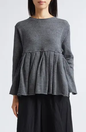 Comme Des Garçons Wool Jersey Peplum Sweater