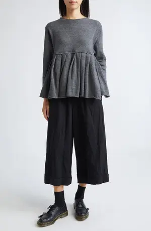 Comme Des Garçons Wool Jersey Peplum Sweater