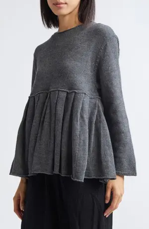 Comme Des Garçons Wool Jersey Peplum Sweater
