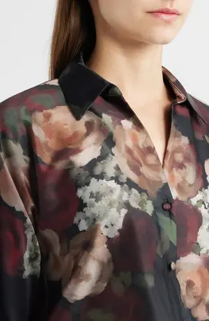 Halogen Floral Print Button-up Shirt