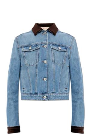 Marni Denim Jacket With Velvet Inserts - Blue