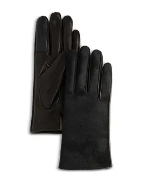 Bloomingdale'S Cashmere Lined Calf Hair Gloves - Black