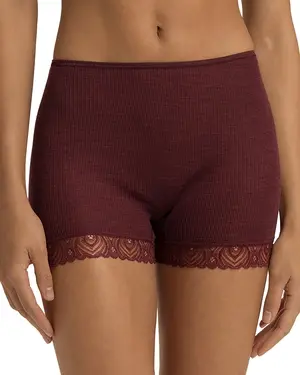 Hanro Lace Trim Boyshorts - Vivid Brown