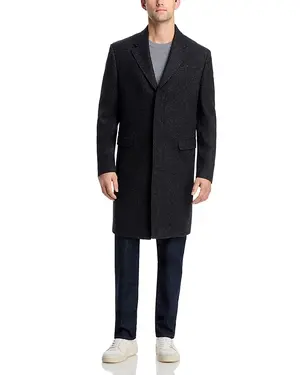 Vince Donegal Chevron Flyfront Topcoat - Charcoal