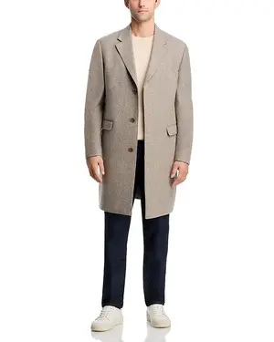 Vince Donegal Chevron Flyfront Topcoat - Oatmeal