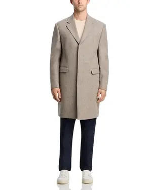Vince Donegal Chevron Flyfront Topcoat - Oatmeal