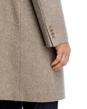 Vince Donegal Chevron Flyfront Topcoat - Oatmeal