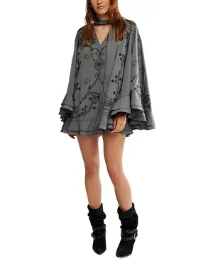 Free People Bali September Sun Mini Dress - Charcoal Grey