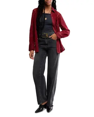 Free People Faith Button-down Shirt - Cabernet