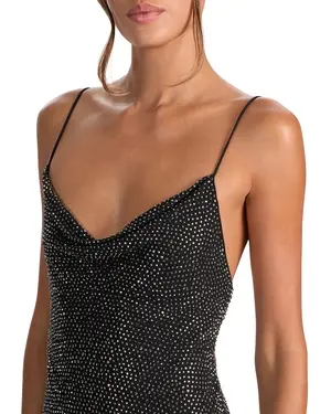 Alice + Olivia Harmony Embellished Draped Midi Dress