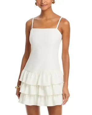 French Connection Whisper Ruffle Hem Mini Dress - White