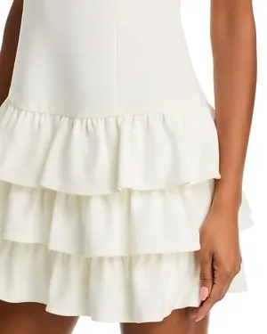 French Connection Whisper Ruffle Hem Mini Dress - White