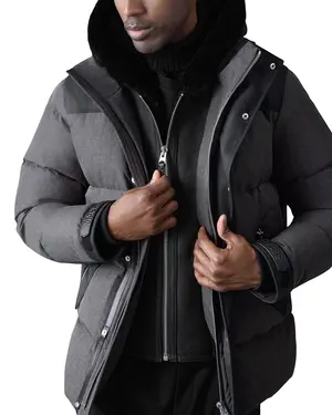 Mackage Quilted Down Jacket With Removable Shearling Bib