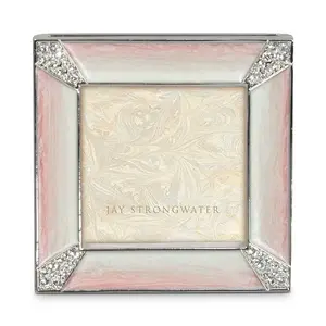 JAY STRONGWATER Leland Pave Corner 2 Square Frame - Pale Pink