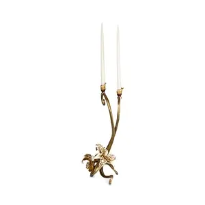 JAY STRONGWATER Roselyn Orchid Double Candlestick - Golden
