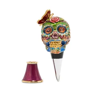 JAY STRONGWATER Calavera Skull Wine Stopper And Stand - Bouquet