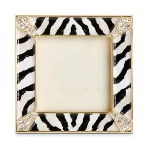 JAY STRONGWATER Leland Zebra Striped Pave Corner 2 Square Frame - Natural