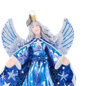 JAY STRONGWATER Night Angel Glass Ornament