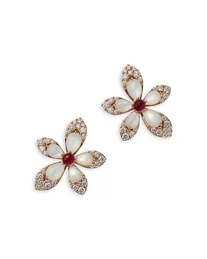 Roberto Coin 18k Flower Stud Earrings - Rose Gold