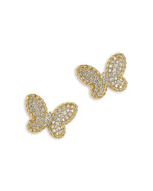 Roberto Coin 18k Yellow Diamond Butterfly Stud Earrings - Gold