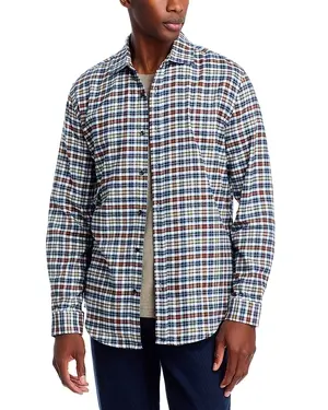 Bloomingdale'S Plaid Flannel Button Down Shirt Exclusive - Rust Navy Oatmeal