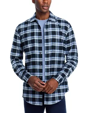 Bloomingdale'S Large Plaid Flannel Button Down Shirt - Exclusive Midnight