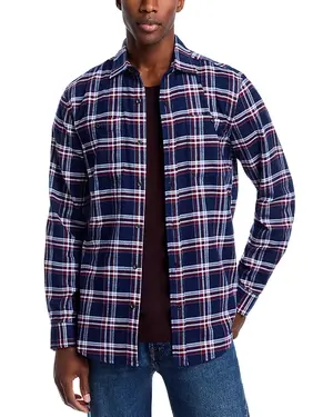 Bloomingdale'S Plaid Flannel Button Down Shirt Exclusive - Navy Burgundy
