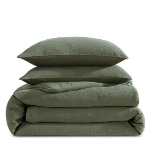 Vera Wang Carved Lines Matelasse Blend 3 Piece Comforter Set, King - Dark Green