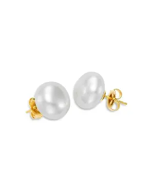 Bloomingdale'S Freshwater Pearl Button Stud Earrings - Gold