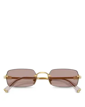 Miu Miu 52mm Rectangular Sunglasses - Gold