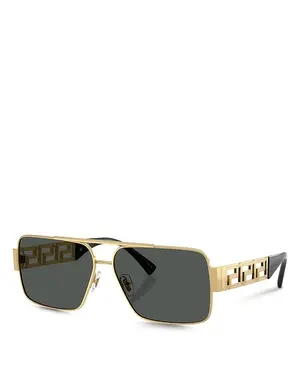 Versace Rectangular Sunglasses, 61mm Gold