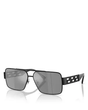 Versace Rectangular Sunglasses, 61mm - Matte Black