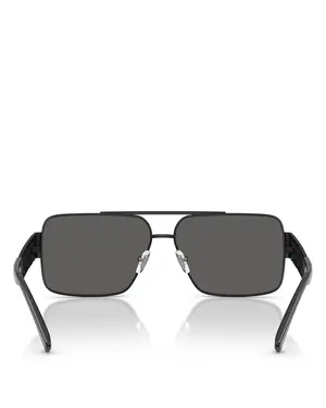 Versace Rectangular Sunglasses, 61mm - Matte Black