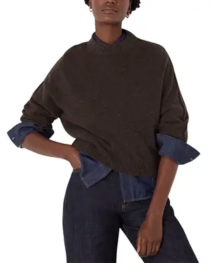 Whistles Wool Curved Hem Sweater