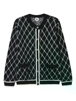 B+AB Argyle-pattern Cardigan - Black
