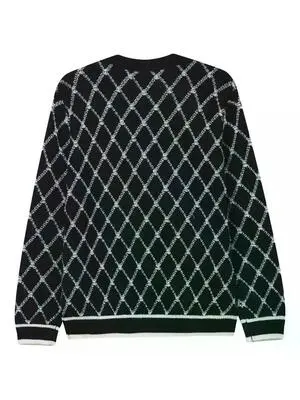 B+AB Argyle-pattern Cardigan - Black