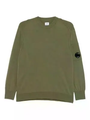 C.P. COMPANY Lens-detail Crew-neck Sweater - Green