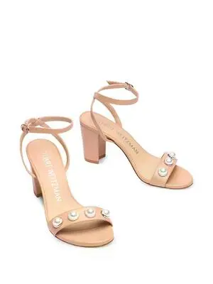 STUART WEITZMAN 80mm Nearlybare Pearl-embellished Sandals - Neutrals