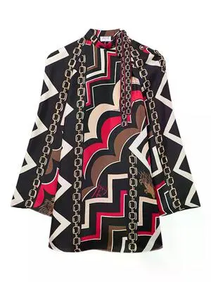 Emilio Pucci Istrice-print Silk Mini Dress - Black