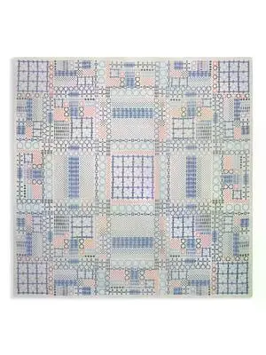 FERRAGAMO Geometric-print Silk Scarf - Blue