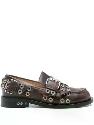 Mach & Mach Buckle-belt Leather Loafers - Brown