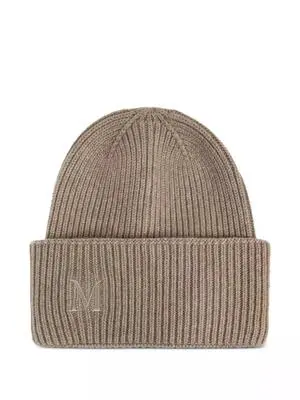 Max Mara Ribbed Embroidered Beanie - Neutrals