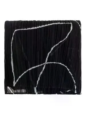 Issey Miyake Pleated Printed Scarf - Black