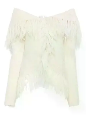 Cult Gaia Michelle Fringed Cardigan - Neutrals