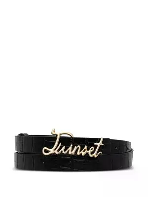 TWINSET Crocodile-embossed Leather Belt - Black
