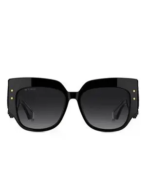 Etro Rectangle-frame Sunglasses With Floral Embellishment - Black