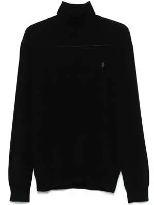 Polo Ralph Lauren Plain Stitch Knit Merino Wool Turtleneck Sweater - Black