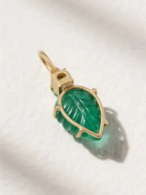 Irene Neuwirth Leaf 18-karat Gold Emerald Pendant