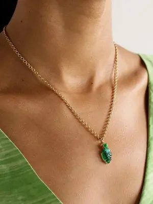 Irene Neuwirth Leaf 18-karat Gold Emerald Pendant